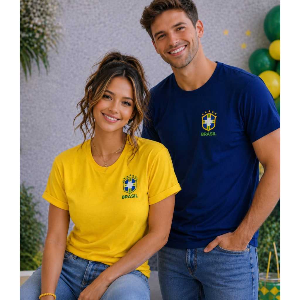 Kit 2 Camisetas Brasil 100% Algodão | Shopee Brasil