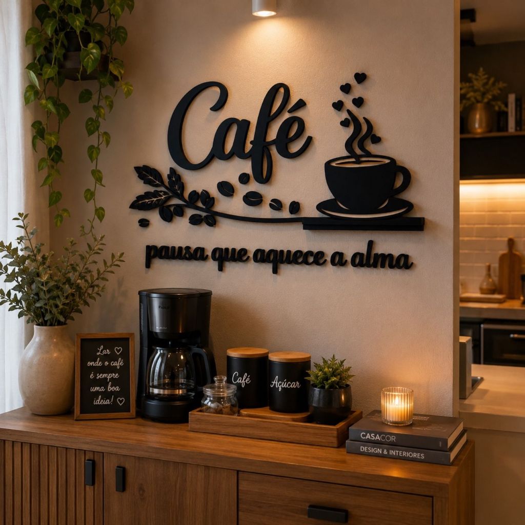 Kit Para Cantinho Do Café Mdf Escrita Decoração Cozinha Cafe | Shopee ...