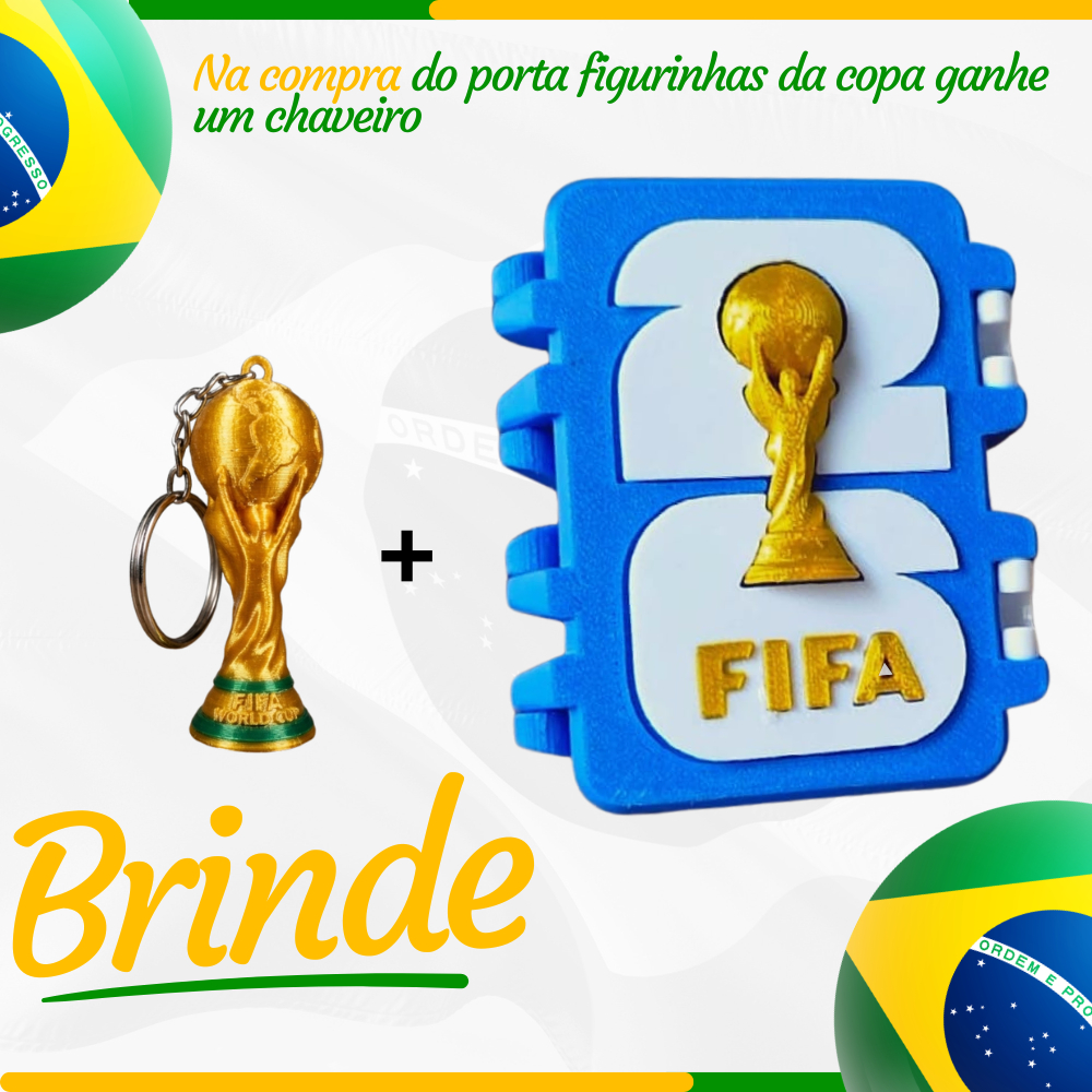 Porta Figurinha da Copa + Chaveiro Taça da Copa Brinde Organizador ...