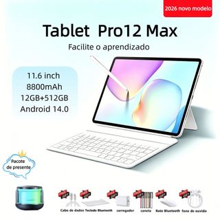 [Alto-falante, teclado e mouse grátis] Tablet Pro 12 Max 16GB+1024GB 11 ...