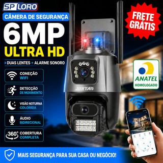Câmera de vigilância externa Wi-Fi com lente dupla IP66 360° 4K 6MP ...