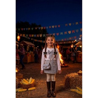 Conjunto infantil Menina Blusa com laco e short Saia tweed conjunto ...