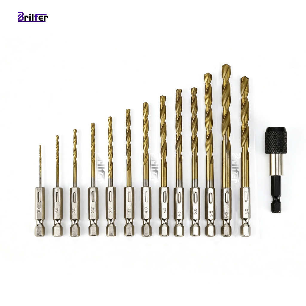 Conjunto de 13 brocas, adequadas para perfurar madeira + Conector ...