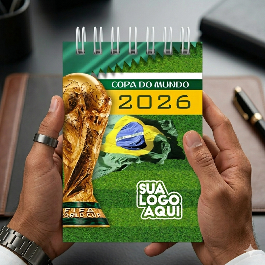 Bloco de Notas (Kit) Capa Dura Copa do Mundo 2026 com logo e pautado ...
