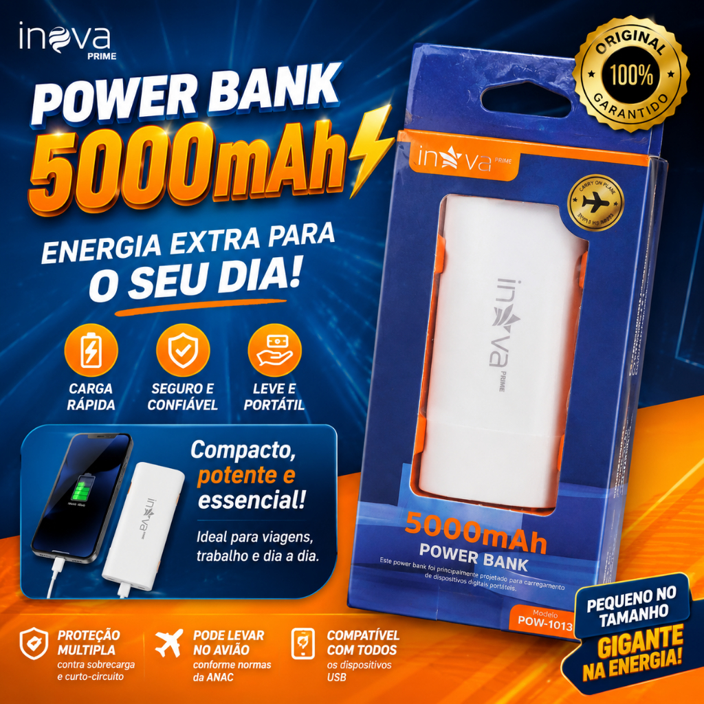 Carregador Portátil Power Bank INOVA 5000 MAH | Shopee Brasil
