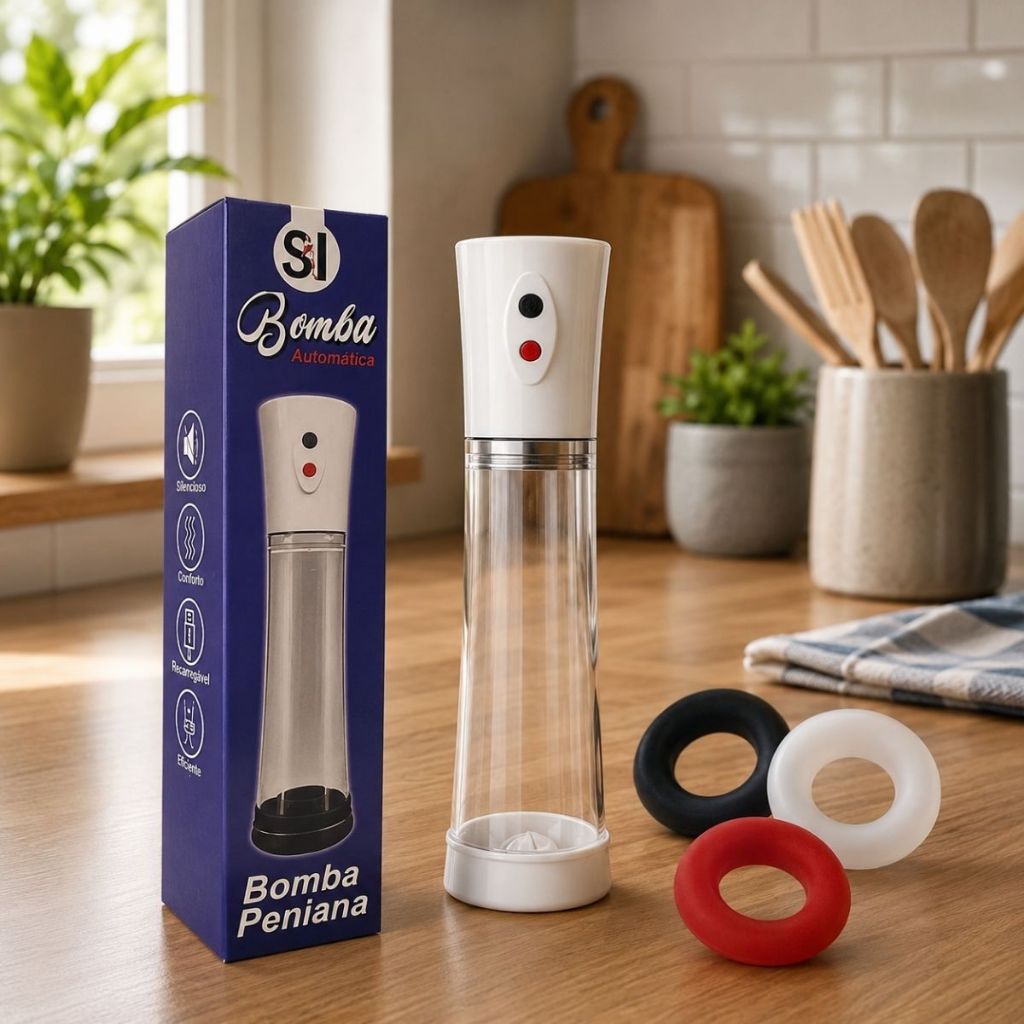 Pênis Pump Bomba Peniana Elétrica Recarregável USB Alongador 3 Aneis ...