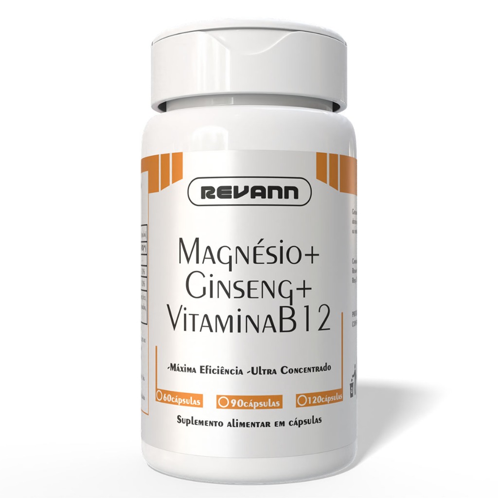 MAGNÉSIO + GINSENG + VITAMINA B12 60/90/120 REVANN | Shopee Brasil