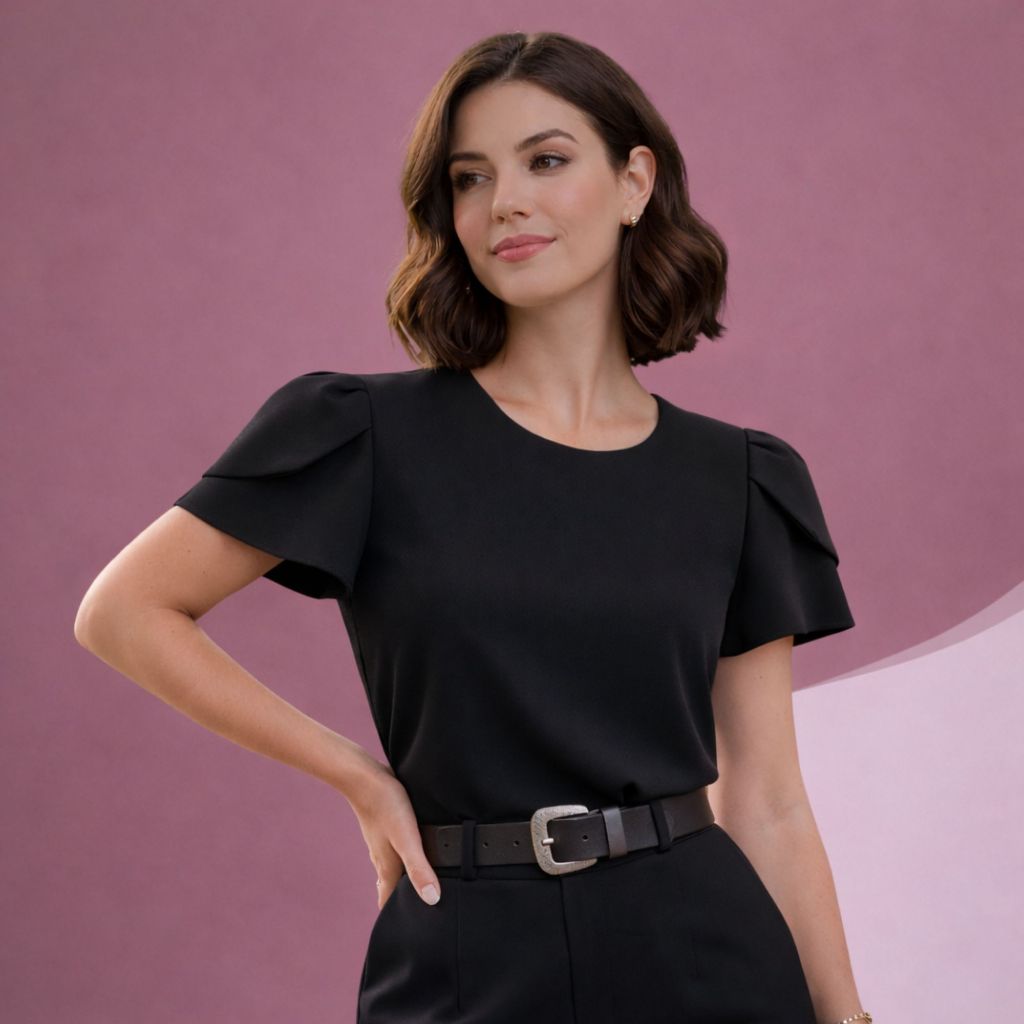 Blusa Feminina do M ao G3 Duna Lisa Manga Tulipa Megan Elegante Social ...