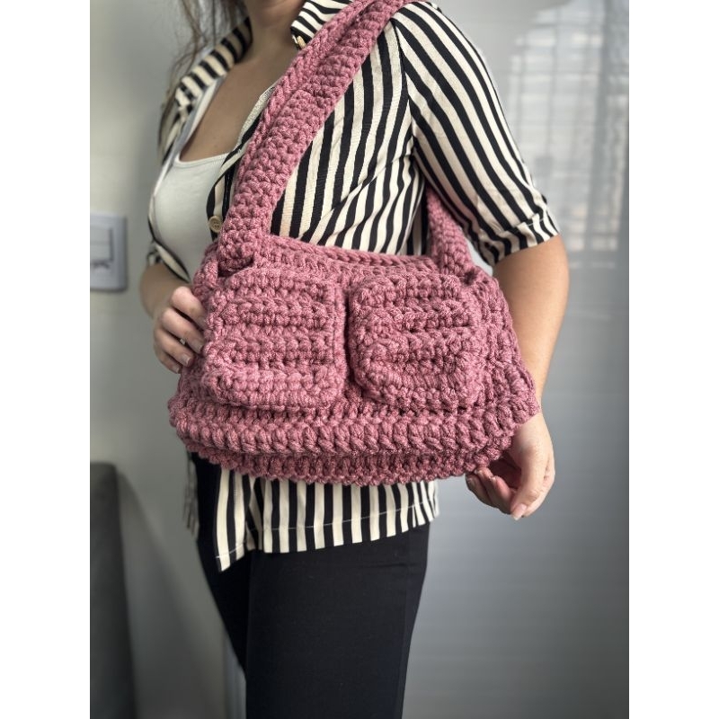 Bolsa Crochê Handmade Alça ajustável ombro/transversal | Shopee Brasil
