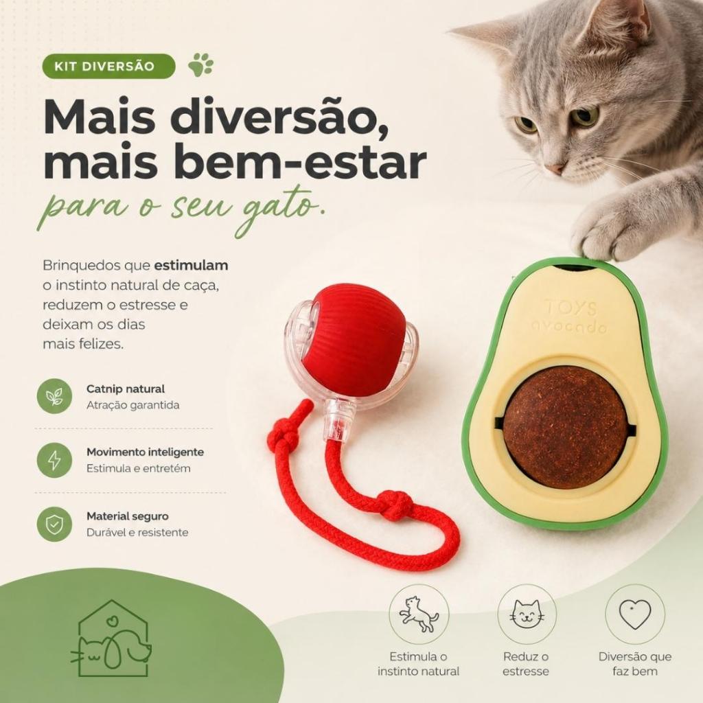 Kit Enriquecimento Ambiental Gatos Bola Automática Catnip | Shopee Brasil
