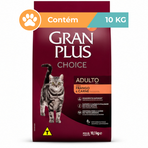 Ração Gran Plus Choice Frango Carne Gatos Adultos 10,1kg | Shopee Brasil