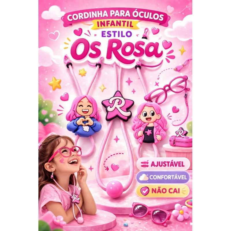 Cordinha Salva Óculos Infantil Os Rosas Emily Vick e Ketlin, foguetinha ...