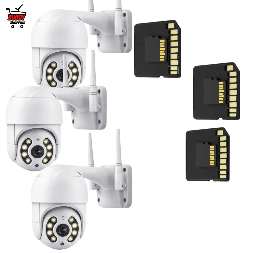 Kit 3 Câmeras Segurança Wifi Externa iCSee Full HD + 3 Cartões SD 16GB ...