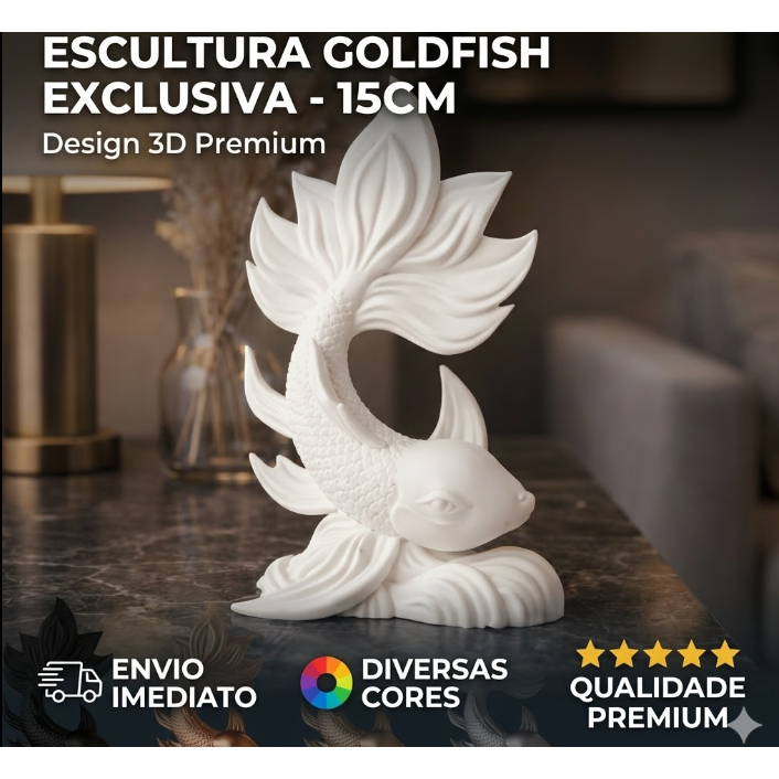 Escultura Goldfish 15cm Peixe Decorativo Várias Cores | Shopee Brasil