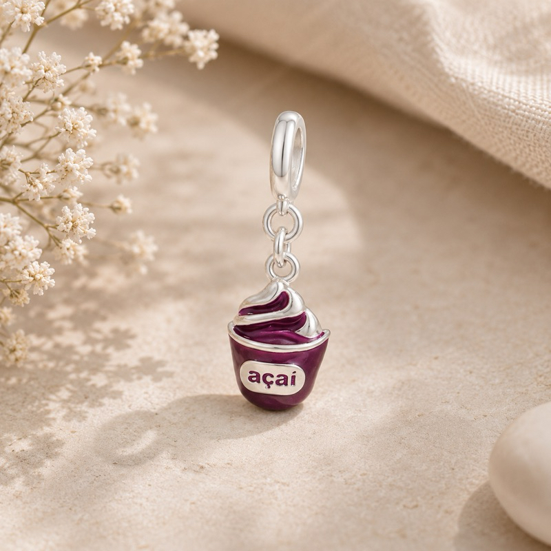 Berloque de Açaí Charm para Pulseira - Banhado a Prata 925 | Shopee Brasil