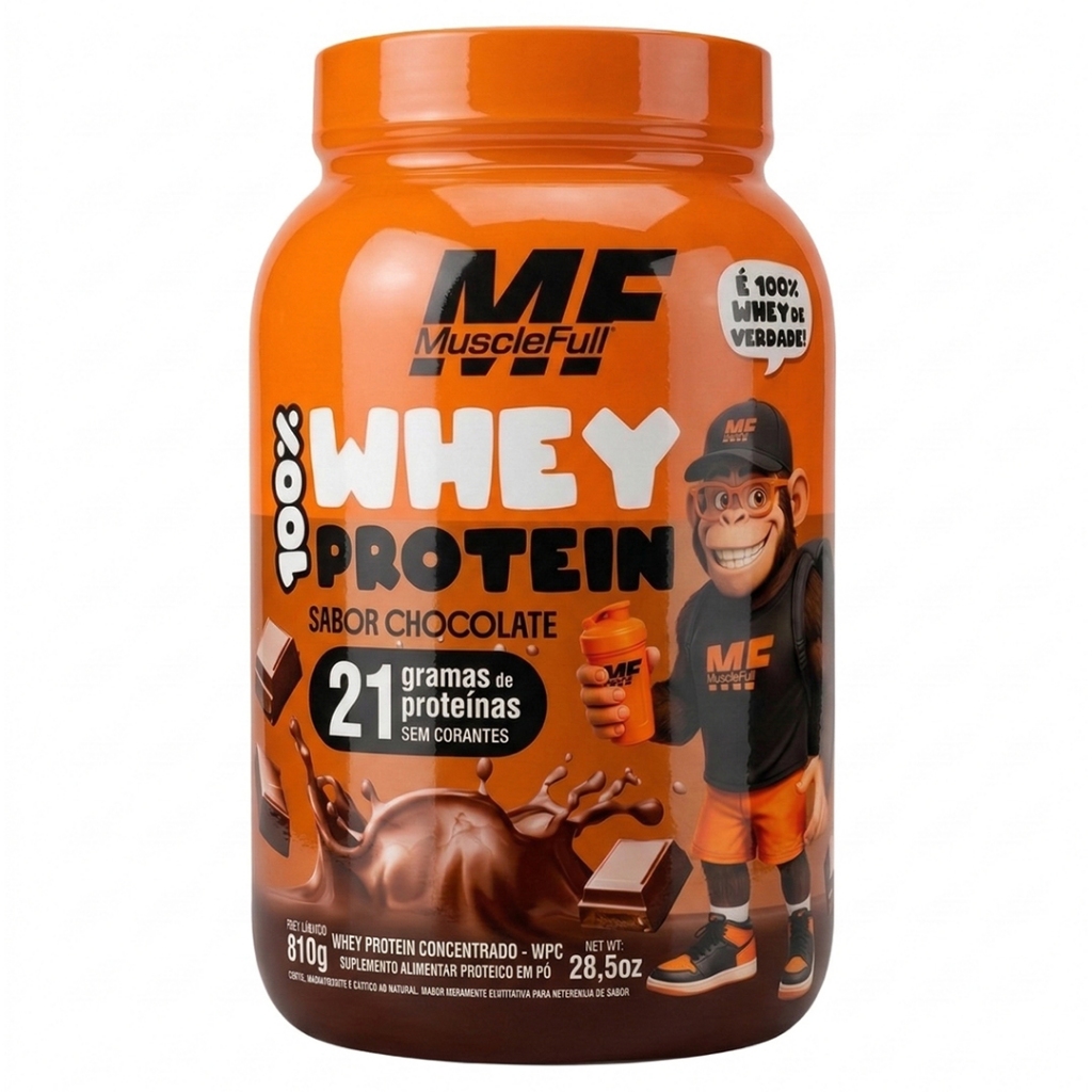 Whey 100% Sabor Chocolate MuscleFull Proteína Pote 810g | Shopee Brasil