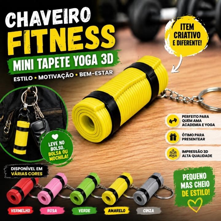 Chaveiro Fitness Mini Tapete Yoga 3D | Shopee Brasil