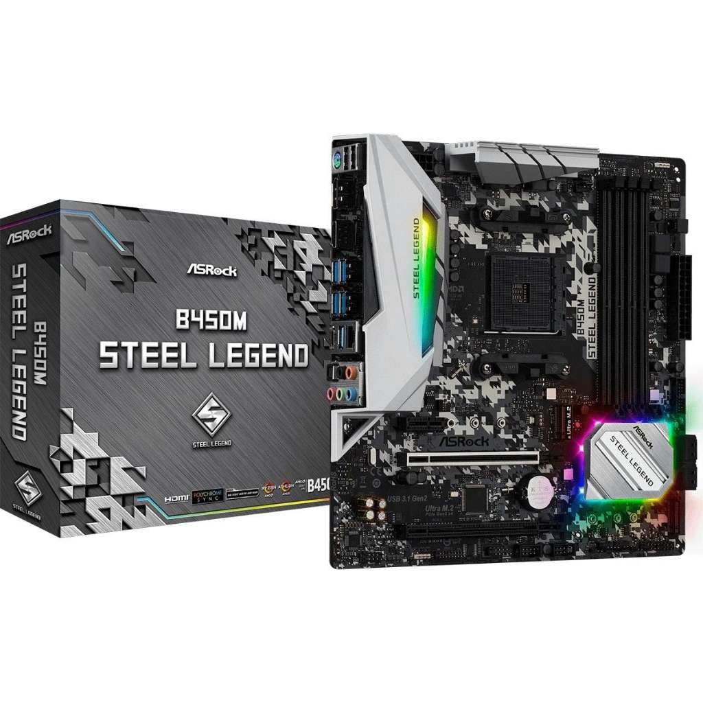 Placa Mãe ASRock B450M Steel Legend AMD AM4 RGB Original Nova | Shopee ...