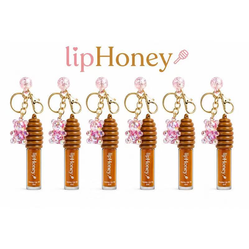 KIT 6 Lip Honey Hidratante Labial Chaveiro Gloss Mel UrsoFofo Brilho ...