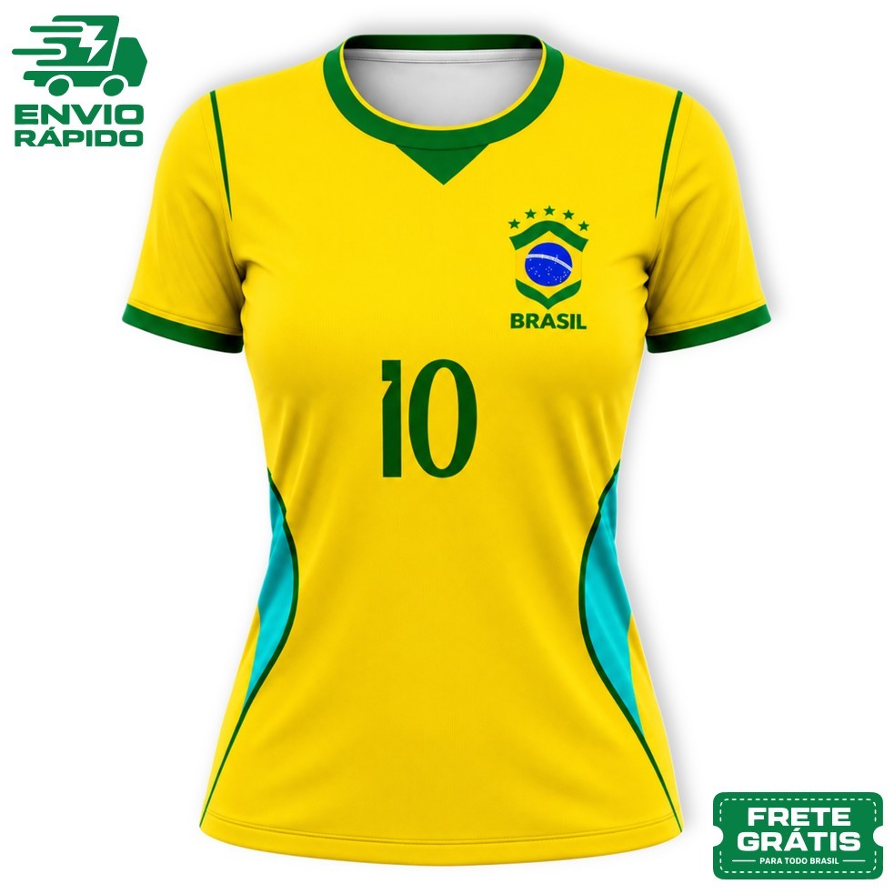 Camisa Camiseta Baby Look T-shit Seleção Brasil Torcedor Dry Fit Copa ...