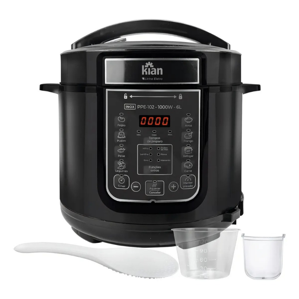 Panela de Pressão Elétrica 6 Litros Digital PPE102 Kian 1000W Preto ...