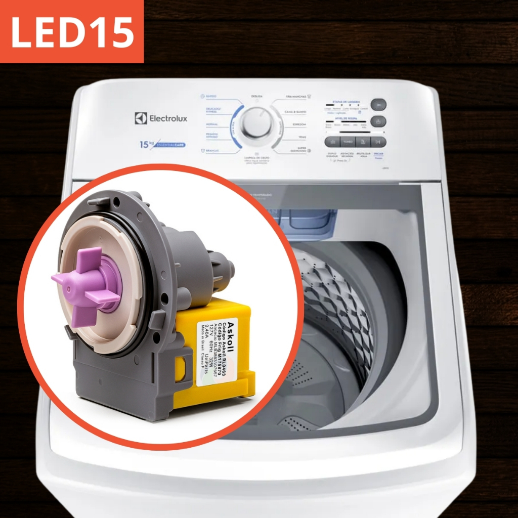 Eletrobomba Askoll 127/220v Lavadora Electrolux Led15 15Kg - Drenagem ...