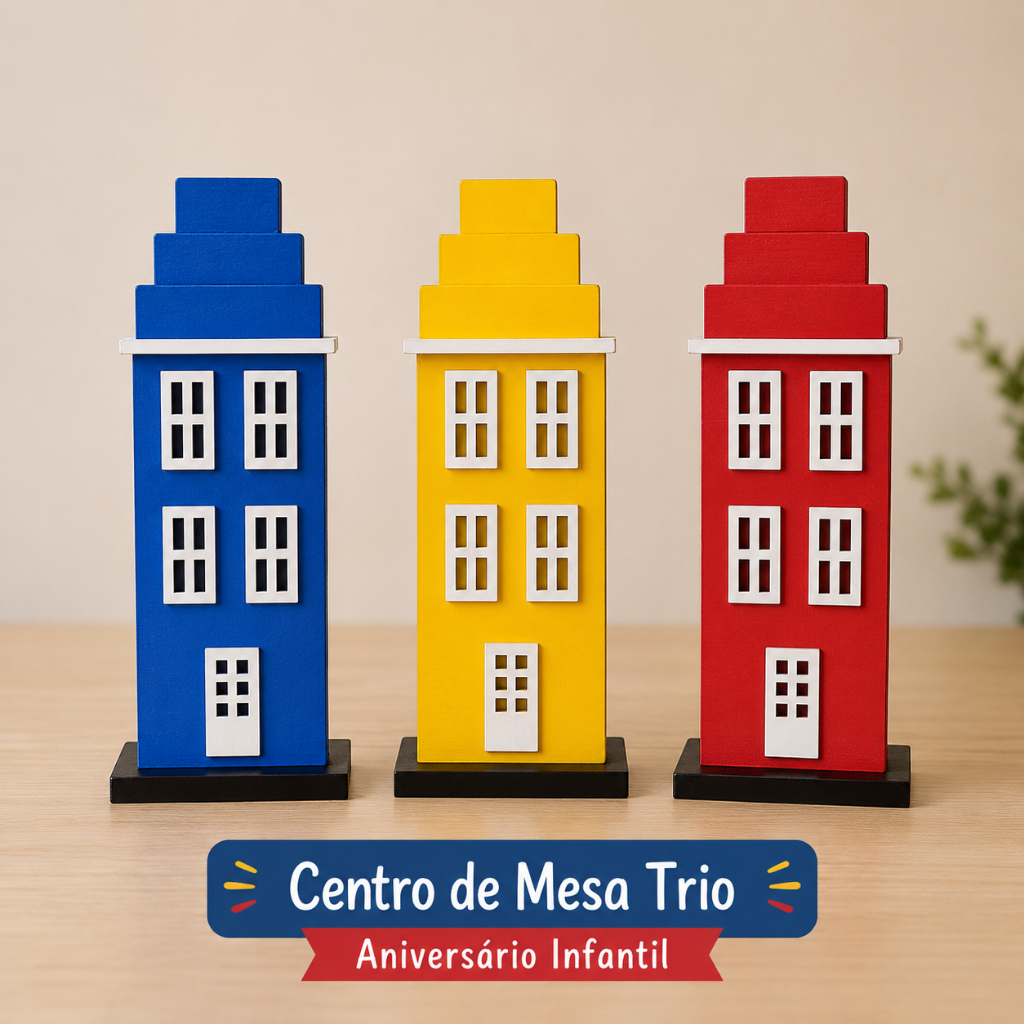 Predio Centro de Mesa Trio Display MDF Decoração de Festa | Shopee Brasil