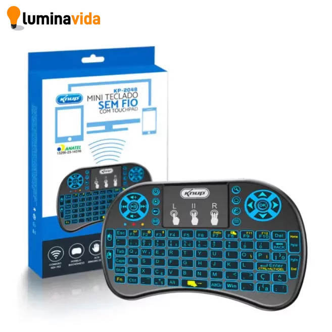 Mini Teclado Sem Fio KP-2048 Touchpad Wireless Smart TV TV Box Notebook ...