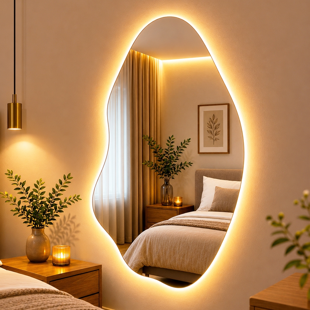 Espelho Pinterest Rubi Retrô Com Led Lapidado 55x75cm Orgânico de ...