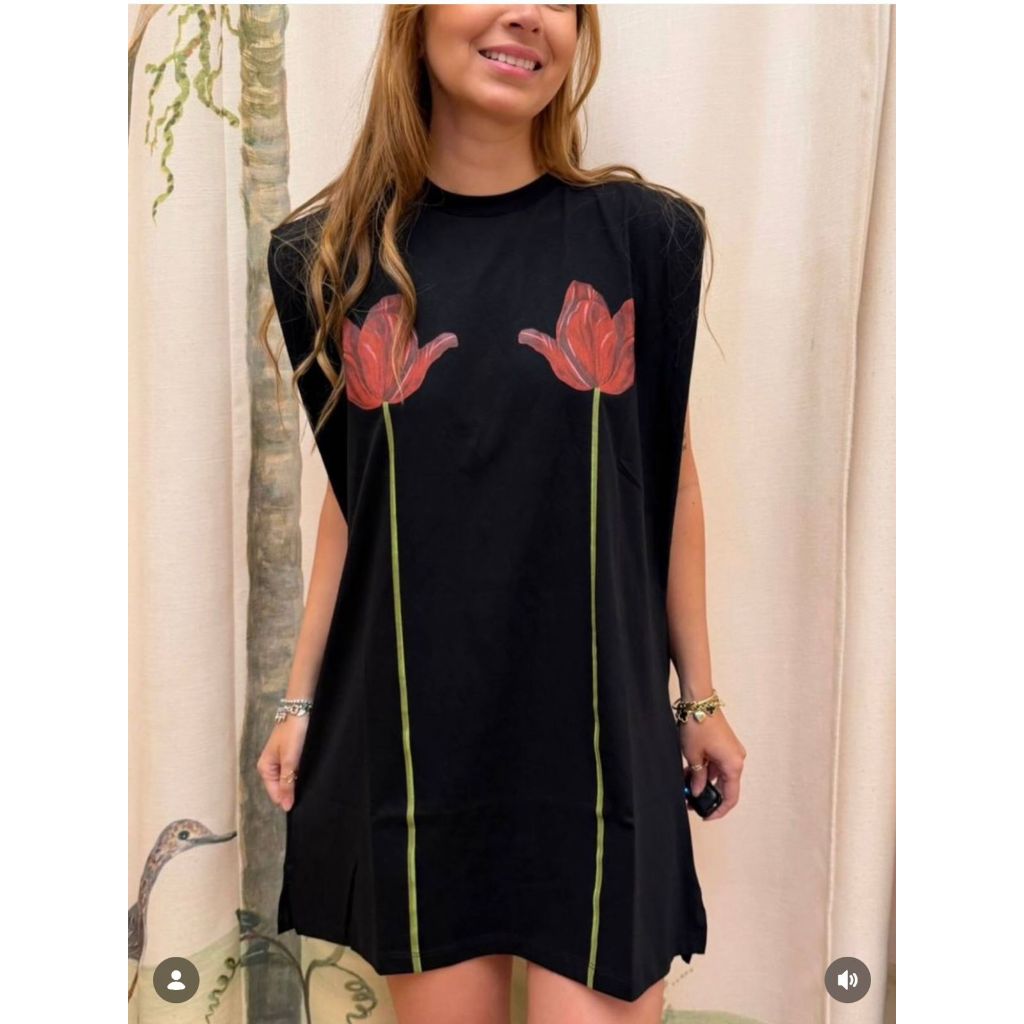 Vestido Curto estampado Selva de Flor | Shopee Brasil