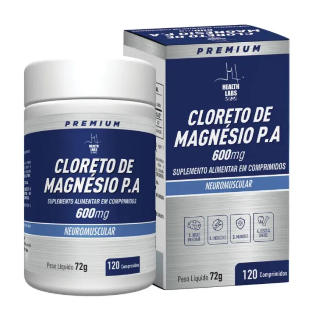 Cloreto de Magnésio P.A 600mg Health Labs Neuromuscular 120 Comprimidos ...