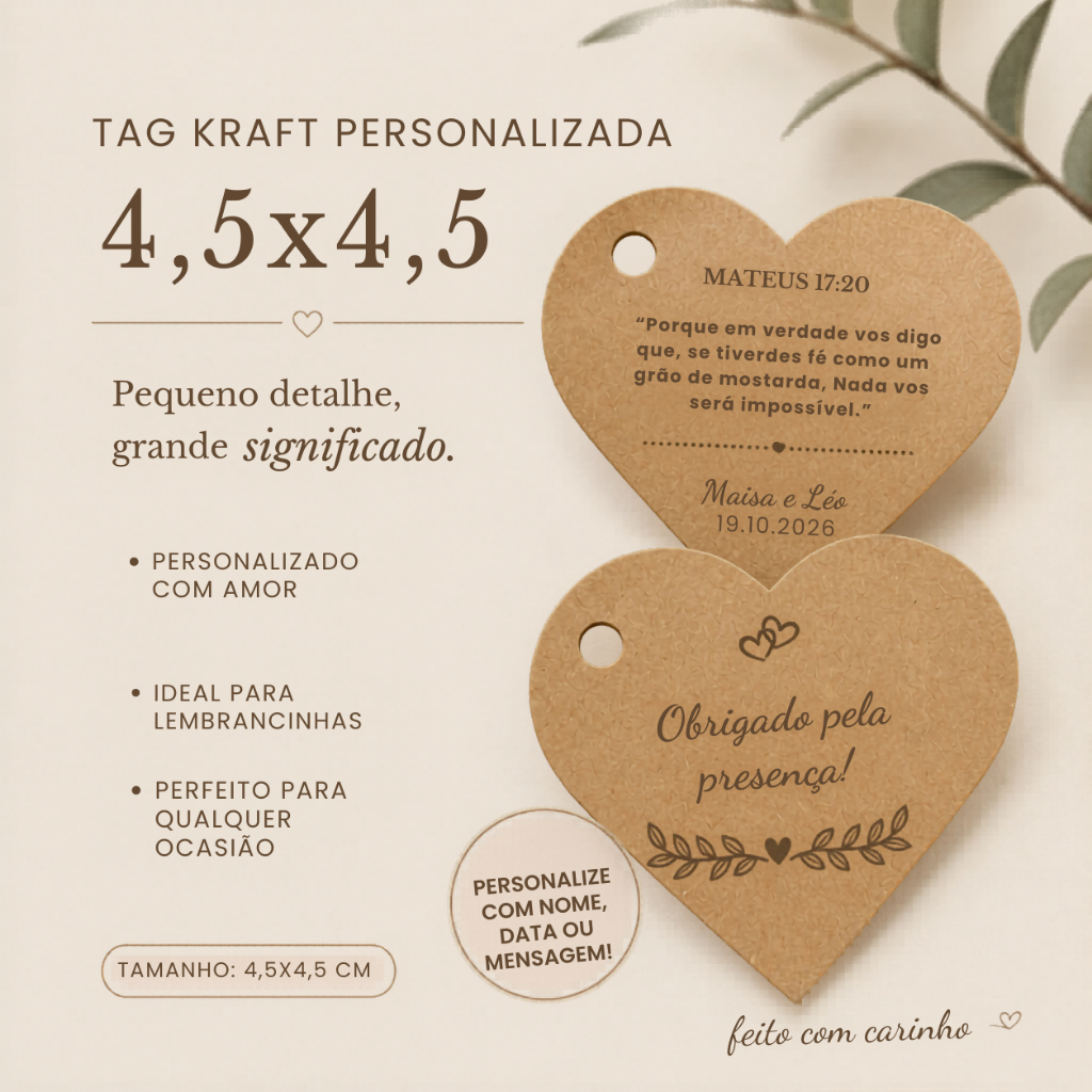 Tags de papel kraft personalizada para lembrancinhas | Shopee Brasil