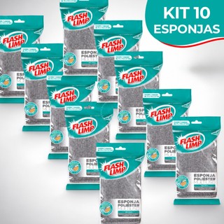 Kit Esponjas Poliéster Louças Multiuso Flash Limp Anti Risco Limpeza ...
