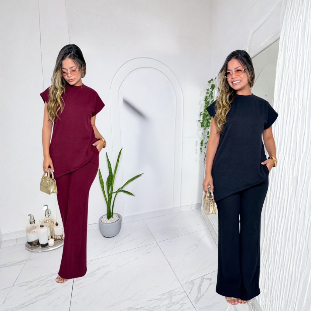 Conjunto Feminino Moletinho Conjunto para Inverno Moda Casual Gringa ...