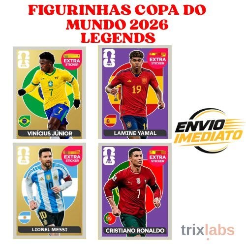 Kit com 4 Figurinhas Figurinha Legend Extra Sticker Vini Junior ...