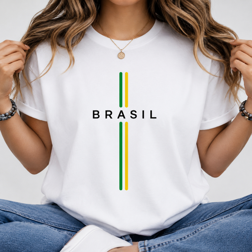 Camiseta Feminina Brasil Torcedor Look Para Jogo Estiloso Básico Blusa ...