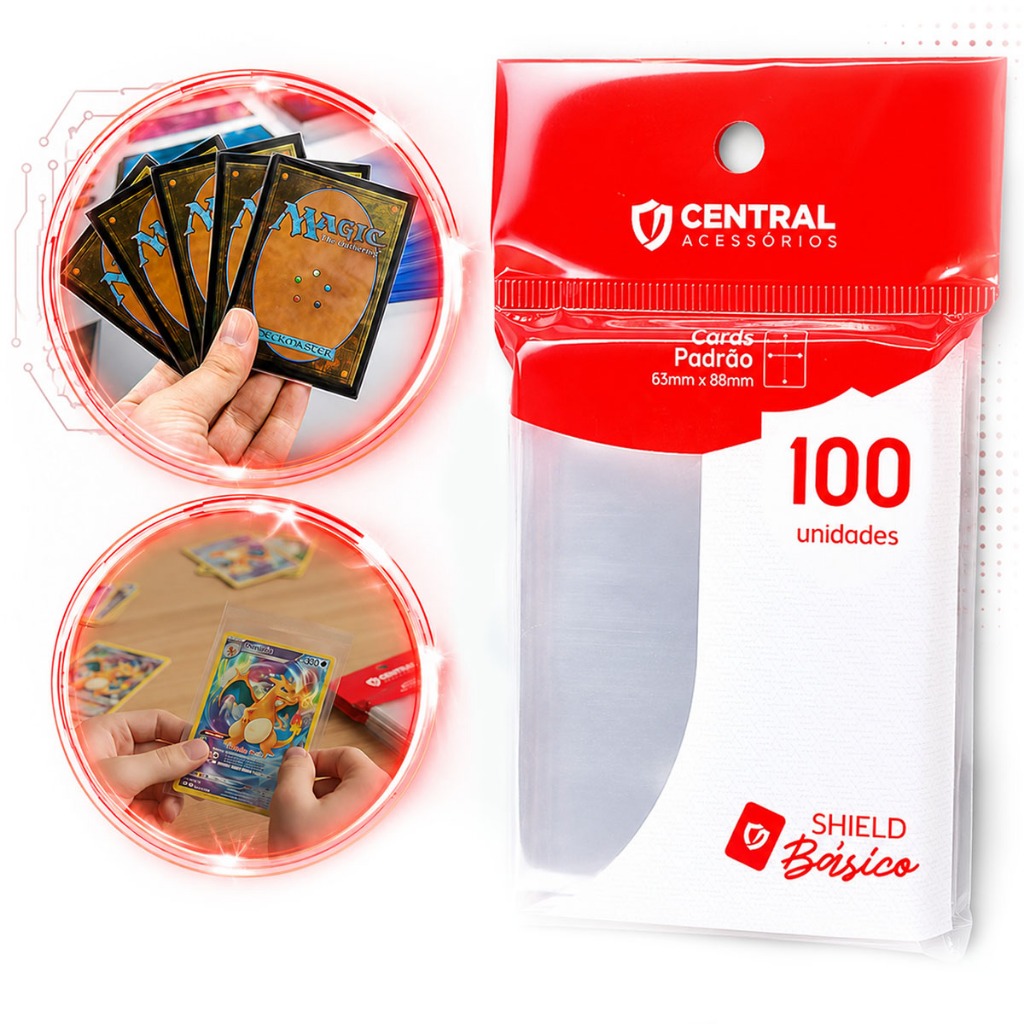 Sleeve central Shield Basico Protetor De Cards Transparente 200 ...