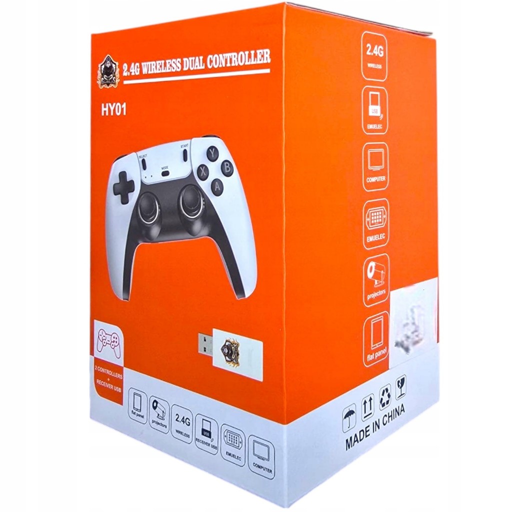 Controle Sem Fio Duplo 2.4G HY01 USB Para Game Stick TV PC Emulador ...