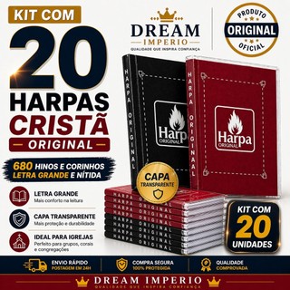 Kit Com 6, 10, 15 ou 20 Harpas Cristã Original 680 Hinos e Corinhos ...