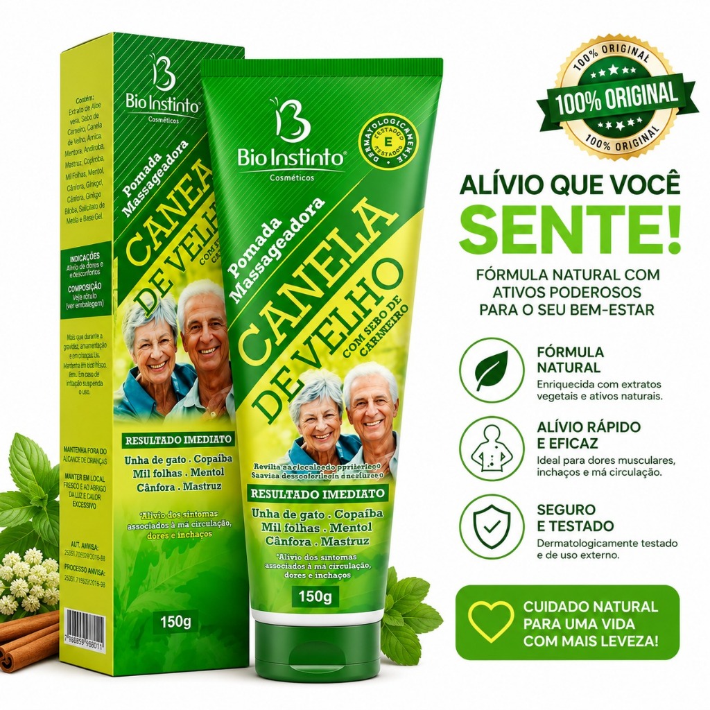 Pomada Canela de Velho Bio Instinto 150g Massageadora Alívio Muscular ...