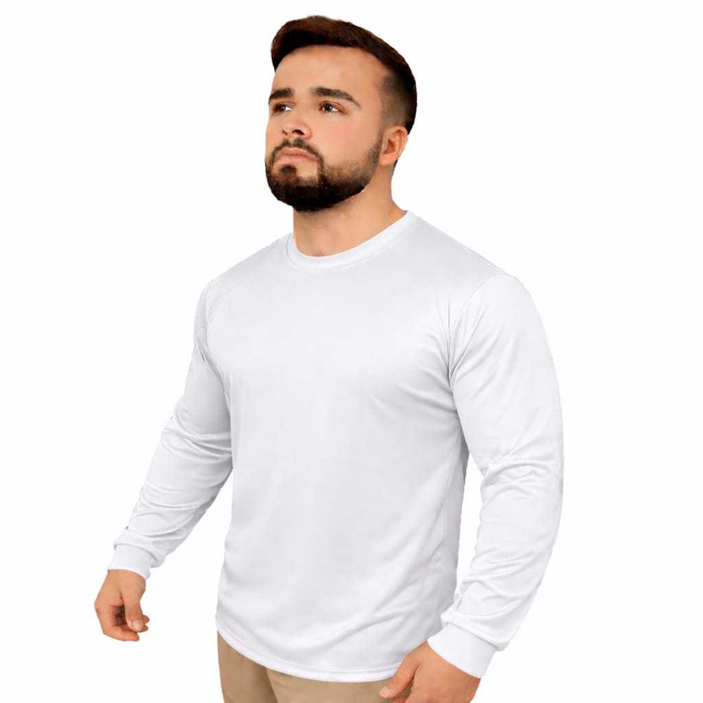 Camiseta Masculina Manga Longa Dry Fit Esportiva Barata Confortável ...