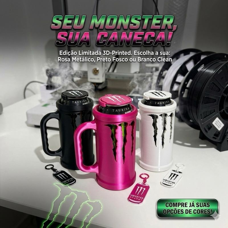 Kit Porta Lata Térmico + BRINDE Monster Energy 473ml + Tampa + Abridor ...