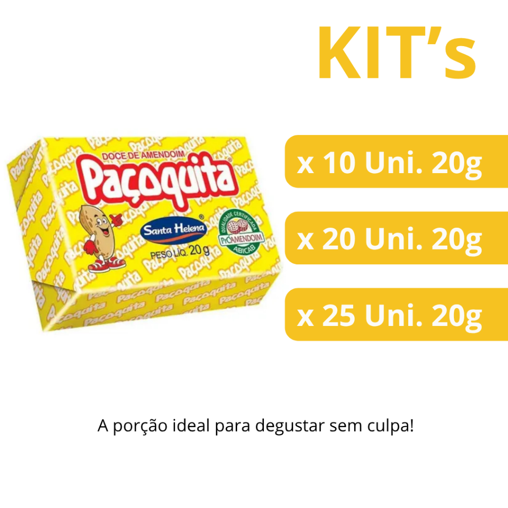 Kit Paçoca Quadrada Paçoquita Santa Helena unidades 20g | Shopee Brasil
