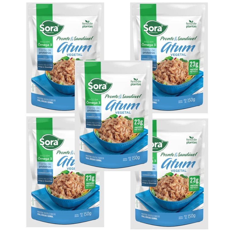 Kit com 5 Atum Vegetal Pronto e Saudável 150g Sora | Shopee Brasil
