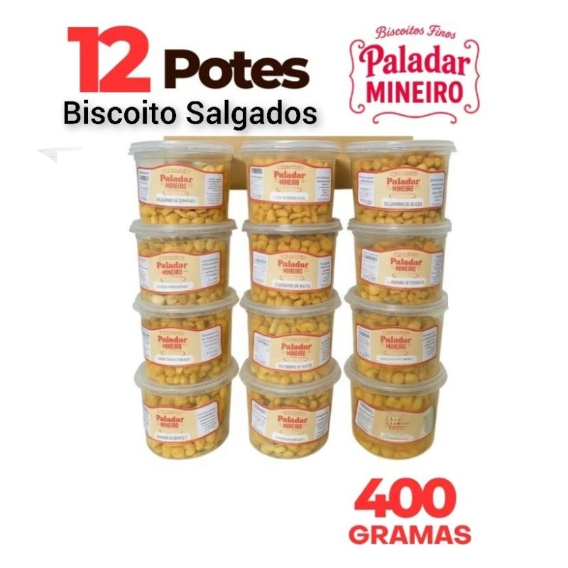Kit 12 Potes De Biscoito Salgado Paladar Mineiro | Shopee Brasil