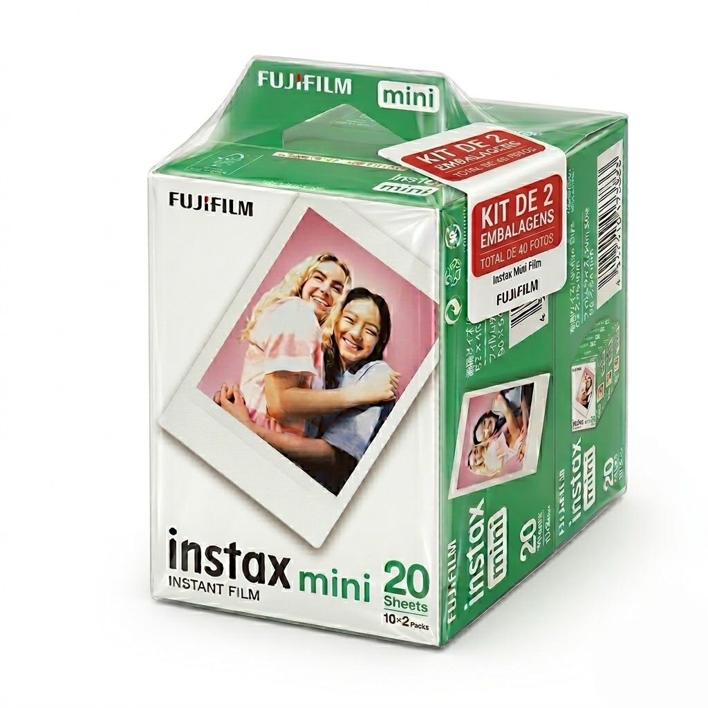 kit 2 Filmes Instax Instantâneo Mini 40 fotos Branco Fujifilm Papel ...