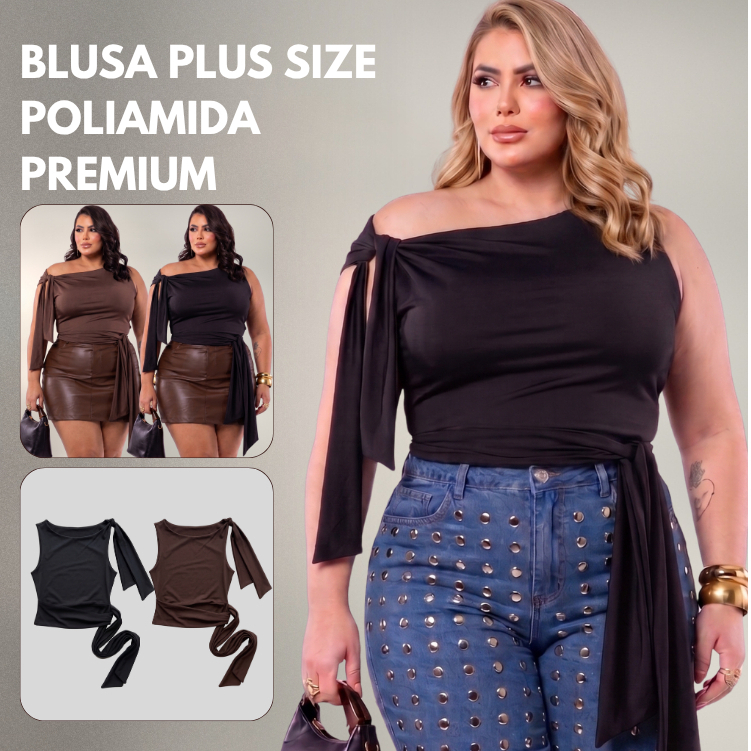 Blusa Poliamida Premium Plus Size GG e G1 Com Amarrações Zero ...