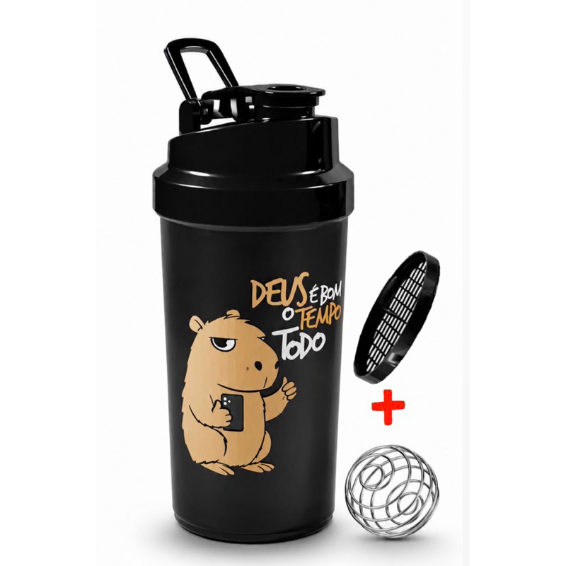 Coqueteleira Shaker Go 600ml- Shakeira academia+Brinde Mola inox ...
