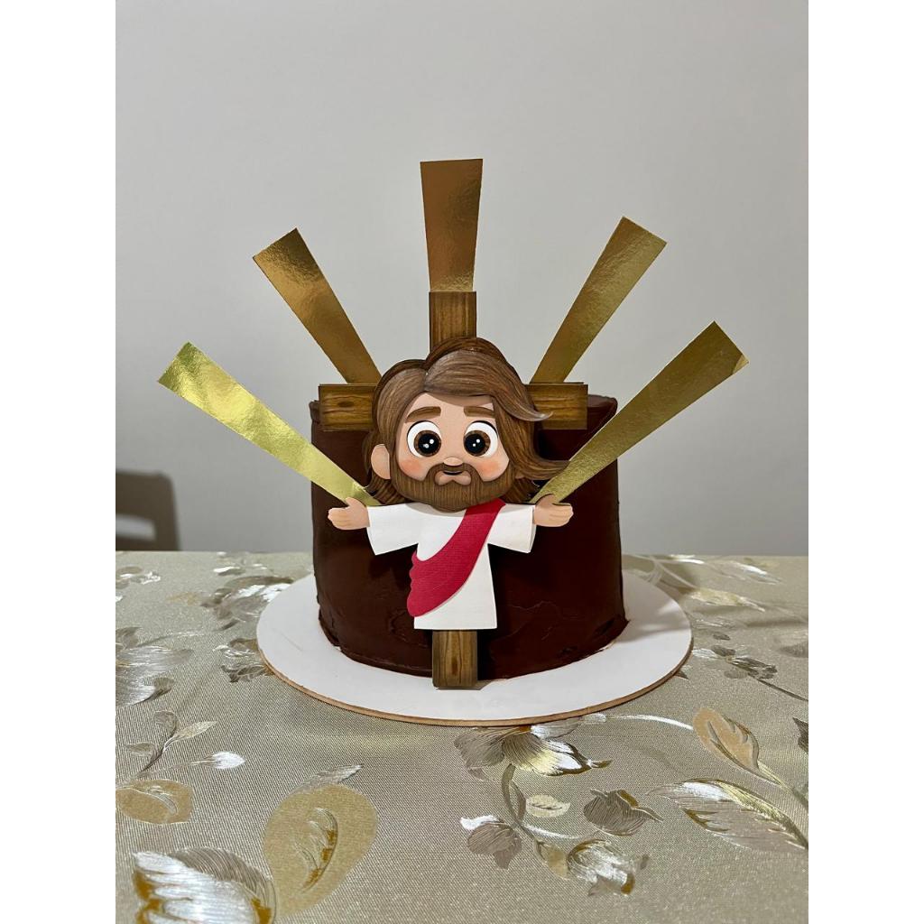 Topo de Bolo Páscoa Cristã Jesus Cristo na Cruz | Topper Religioso ...