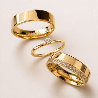 Par de Alianças Casamento Dourada 6mm Banho Ouro 18K Anatômica Feminina ...